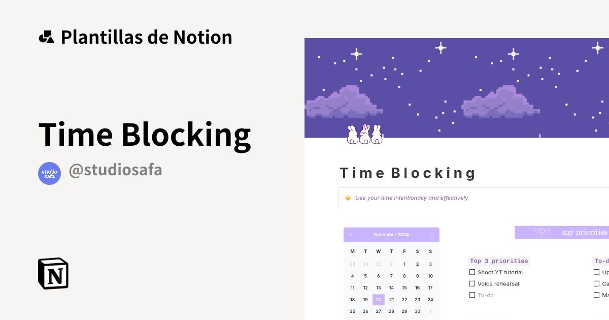 Plantilla Time Blocking | Notion Marketplace