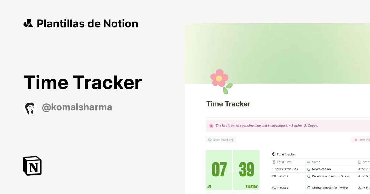 Plantilla Time Tracker | Notion Marketplace