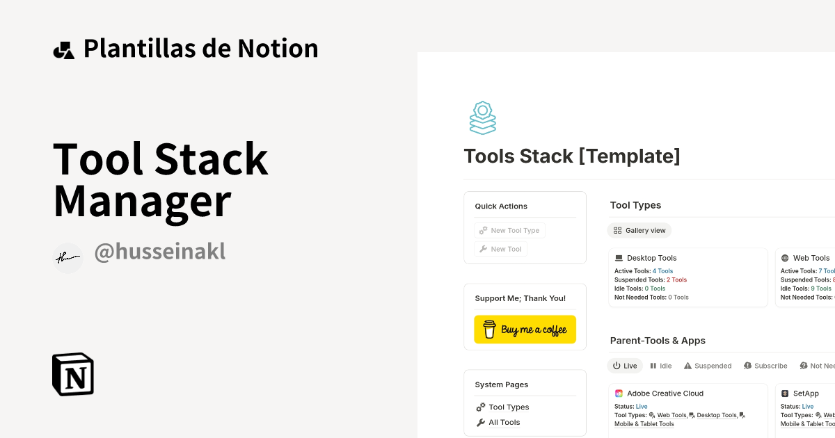 Plantilla Tool Stack Manager | Notion Marketplace