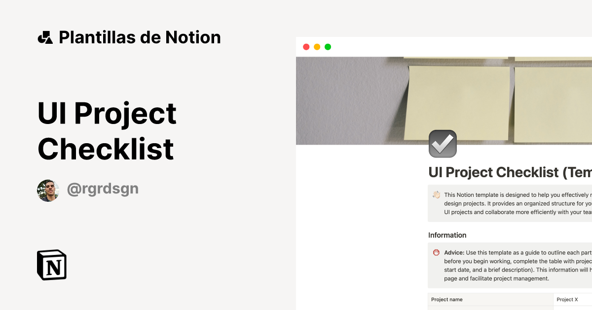 Plantilla UI Project Checklist de Ricardo Ramírez González | Notion ...