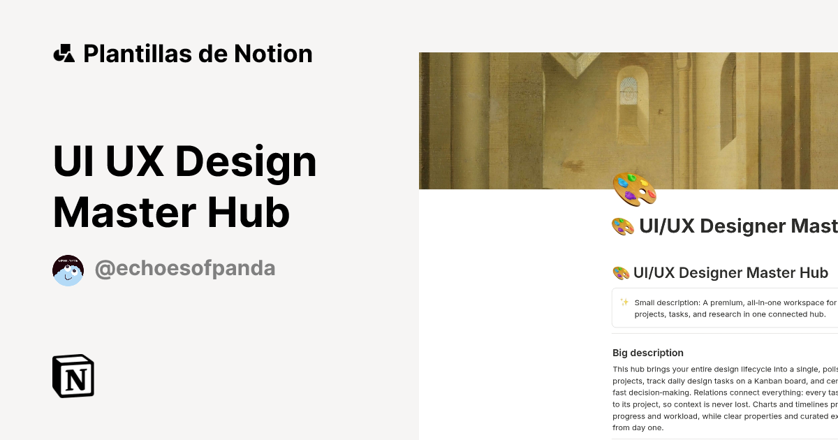 Plantilla UI UX Design Master Hub de Echoes of Panda🐼 | Notion Marketplace