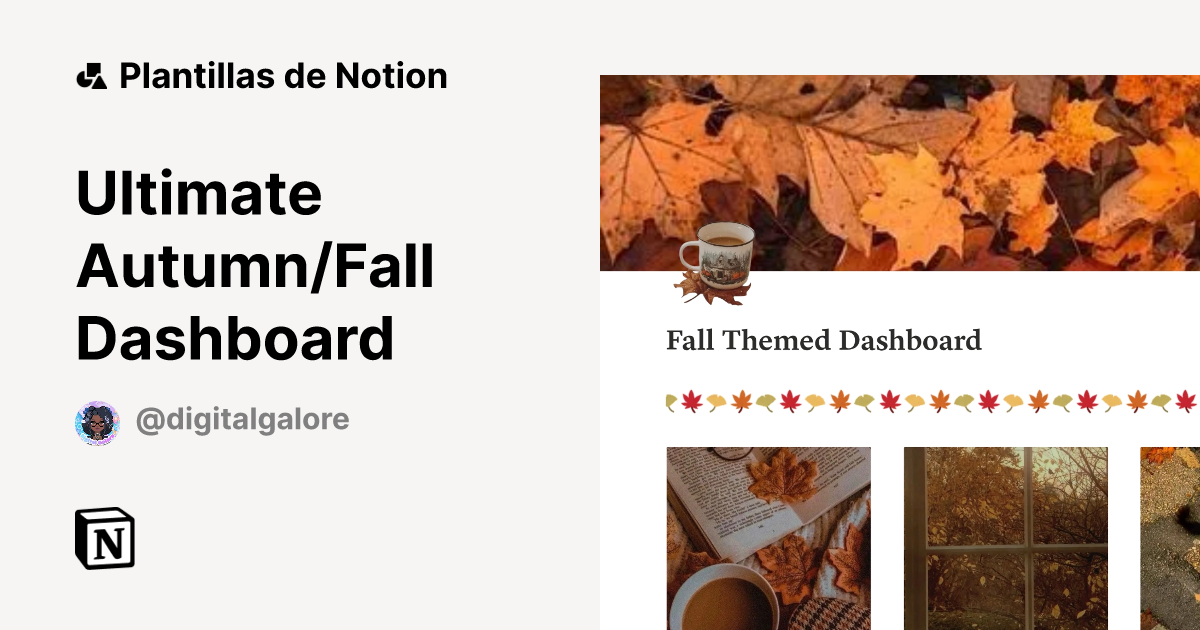 Plantilla Ultimate Autumn/Fall Dashboard de Digital Galore | Notion ...