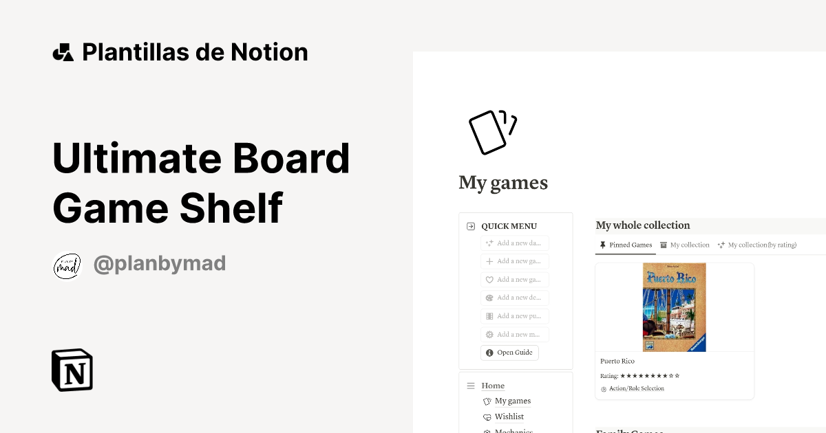 Plantilla Ultimate Board Game Shelf | Notion Marketplace