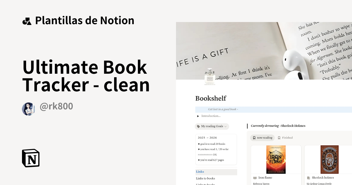 Plantilla Ultimate Book Tracker - clean | Notion Marketplace