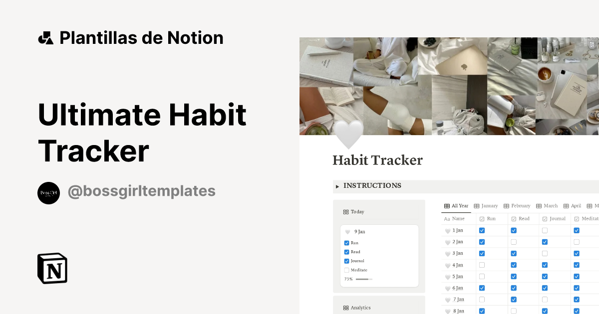 Plantilla Ultimate Habit Tracker de Boss Girl Templates | Notion ...