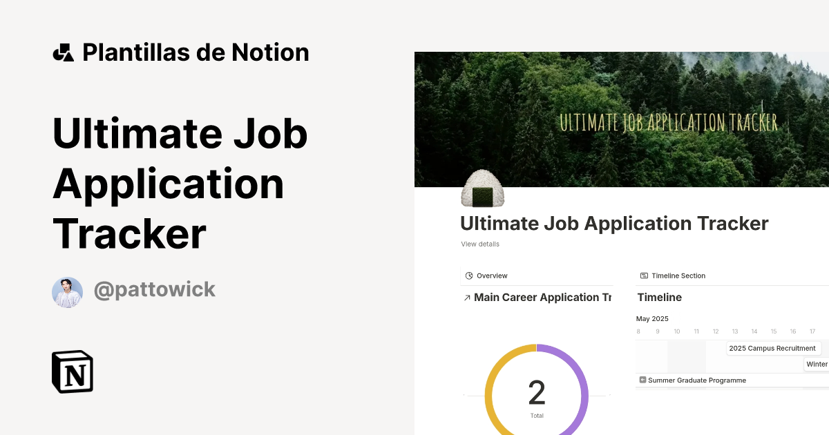 Plantilla Ultimate Job Application Tracker de Patto | Notion Marketplace