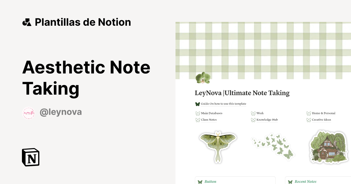 Plantilla Aesthetic Note Taking | Notion Marketplace