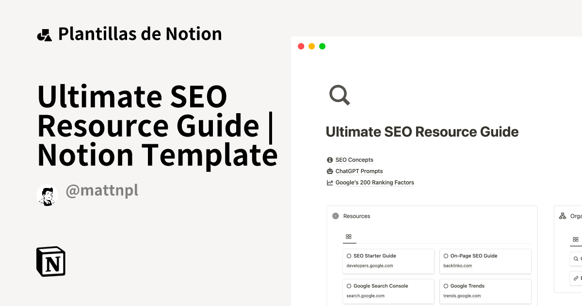 Plantilla Ultimate SEO Resource Guide | Notion Template | Notion Marketplace