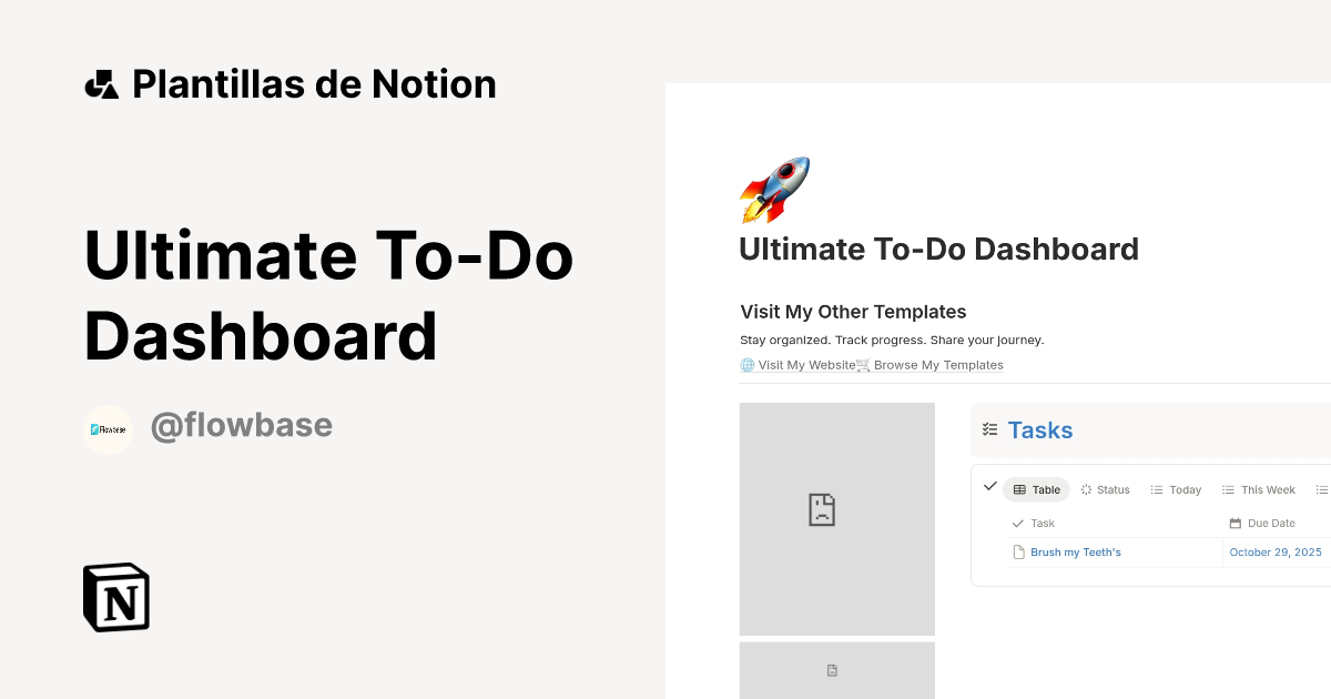 Plantilla Ultimate To-Do Dashboard de Flowbase | Notion Marketplace