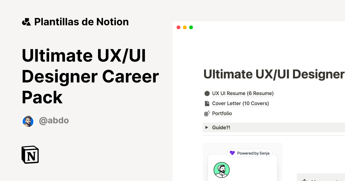 Plantilla Ultimate UX/UI Designer Career Pack de Abdo Karmalla | Notion Marketplace