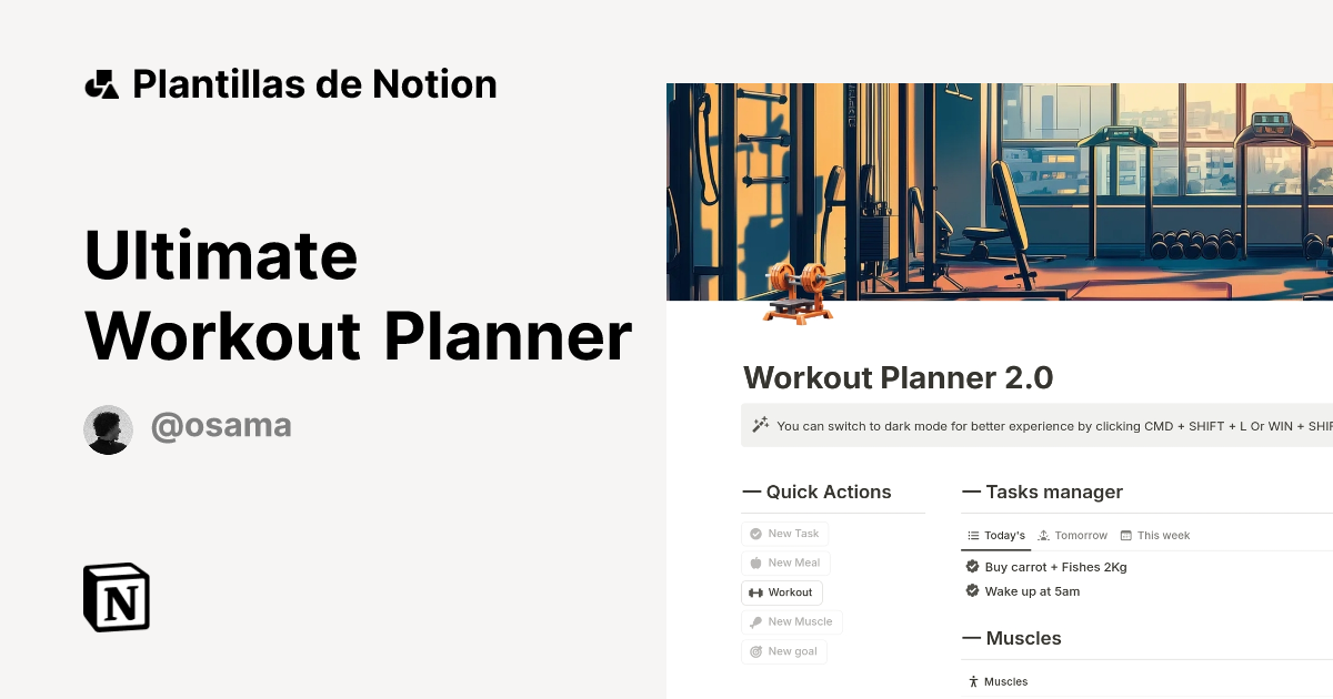 Plantilla Ultimate Workout Planner | Notion Marketplace