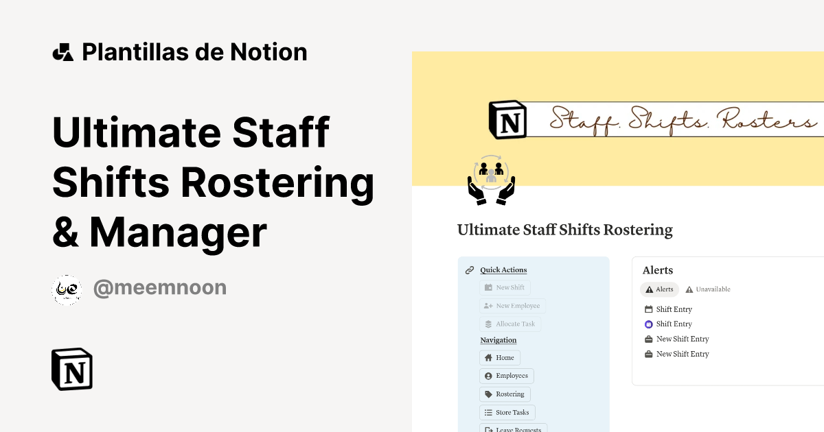 Plantilla Ultimate Staff Shifts Rostering & Manager | Notion Marketplace