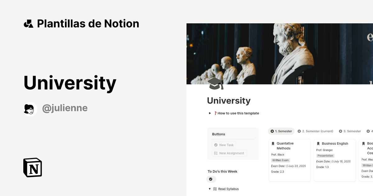 Plantilla University de Julienne | Notion Marketplace