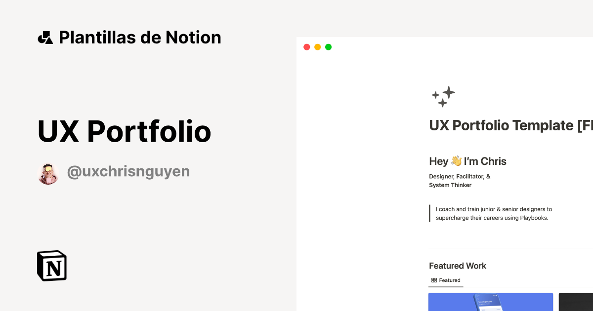 Plantilla UX Portfolio de Chris from UX Playbook | Notion Marketplace