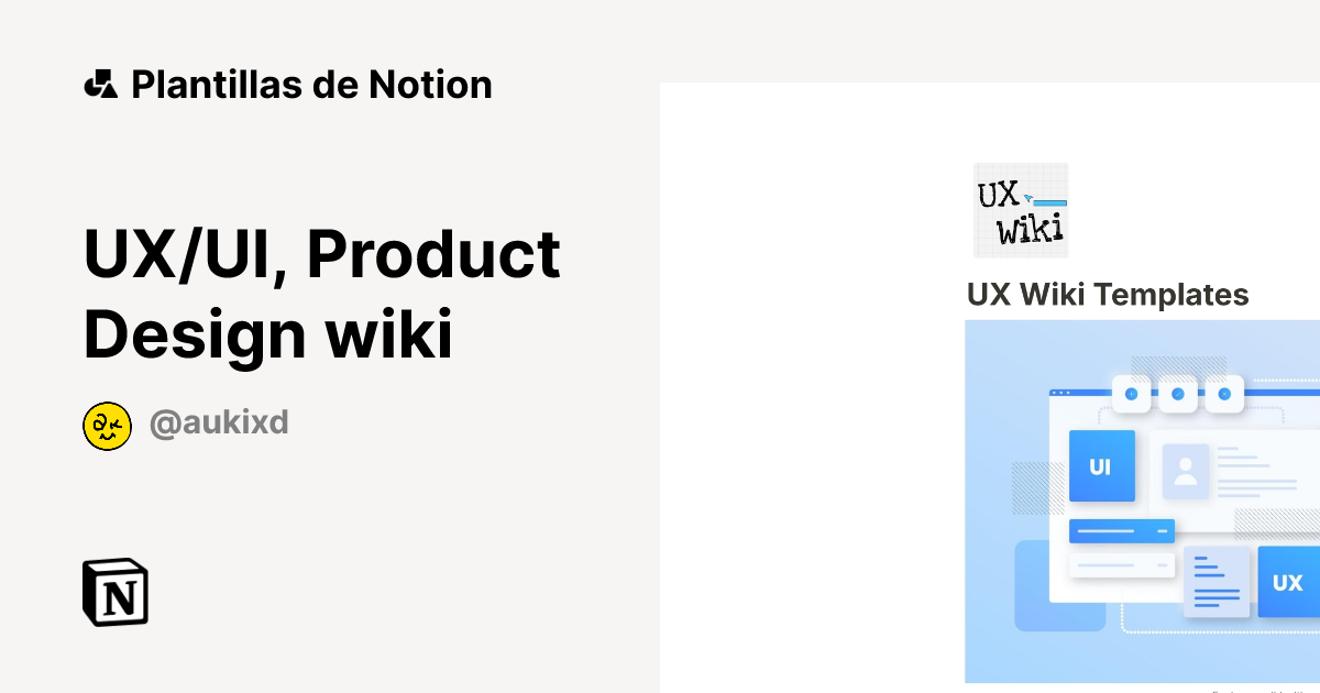 Plantilla UX/UI, Product Design wiki de Akm Design | Notion Marketplace