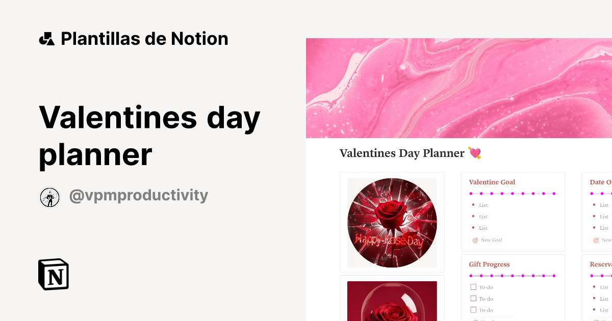 Plantilla Valentines day planner | Notion Marketplace