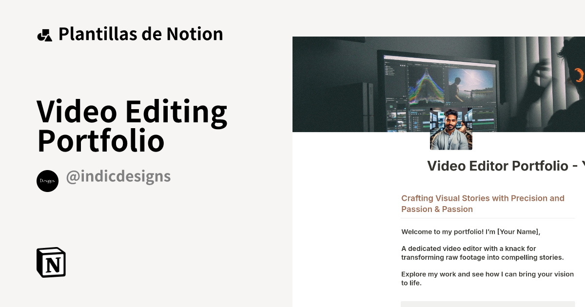 Plantilla Video Editing Portfolio | Notion Marketplace