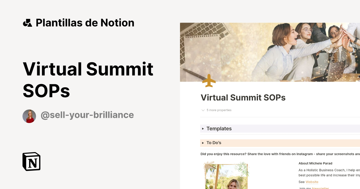 Plantilla Virtual Summit SOPs | Notion Marketplace