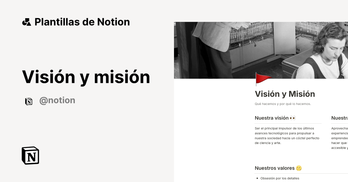 Plantilla Visión y misión de Notion | Notion Marketplace