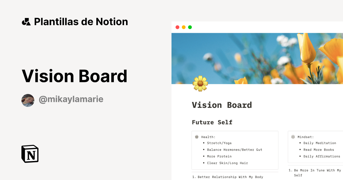 Plantilla Vision Board | Notion Marketplace