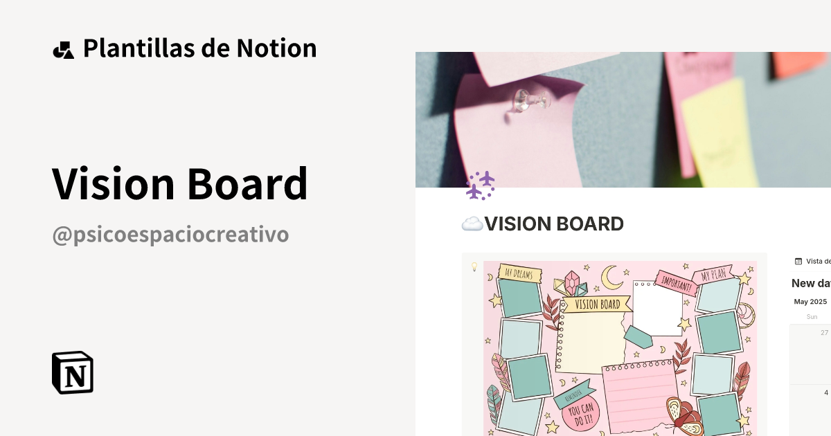 Plantilla Vision Board de Yojana Rojas | Notion Marketplace