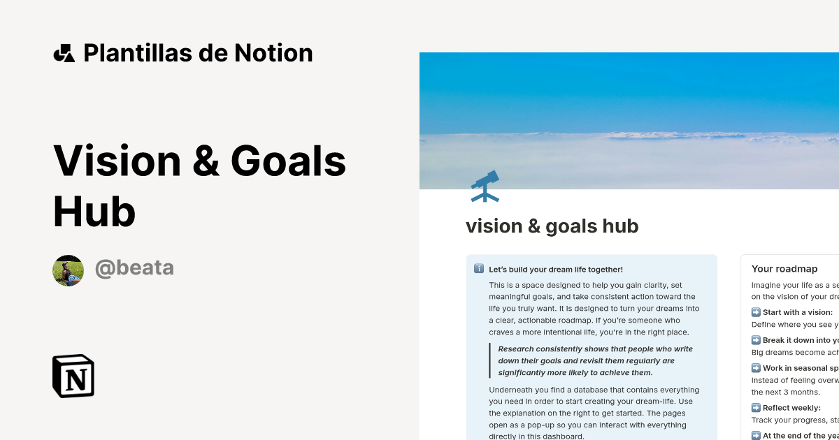 Plantilla Vision & Goals Hub | Notion Marketplace