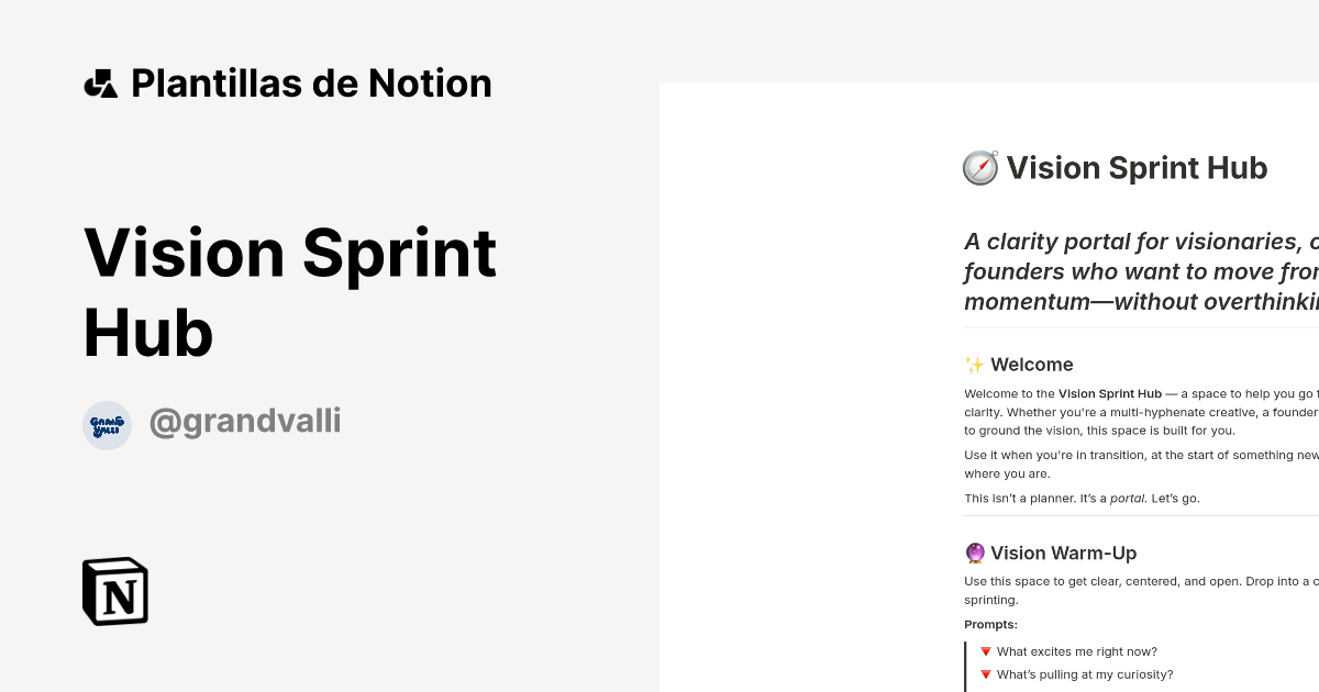 Plantilla Vision Sprint Hub de GrandValli | Notion Marketplace