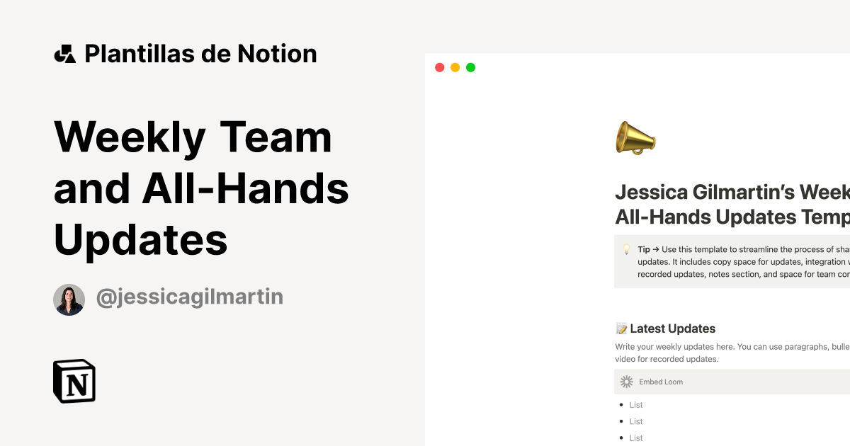 Plantilla Weekly Team and All-Hands Updates de Jessica Gilmartin ...
