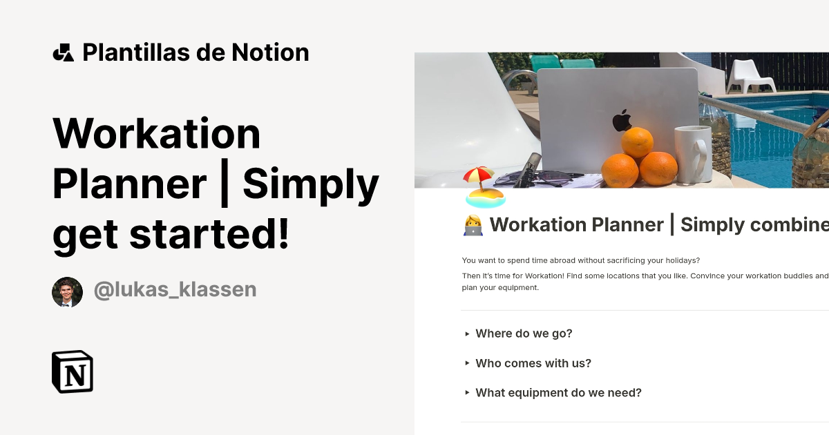 Plantilla Workation Planner | Simply get started! de Lukas Klassen ...