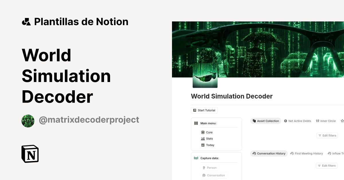 Plantilla World Simulation Decoder de Matrix Decoder Project | Notion Marketplace