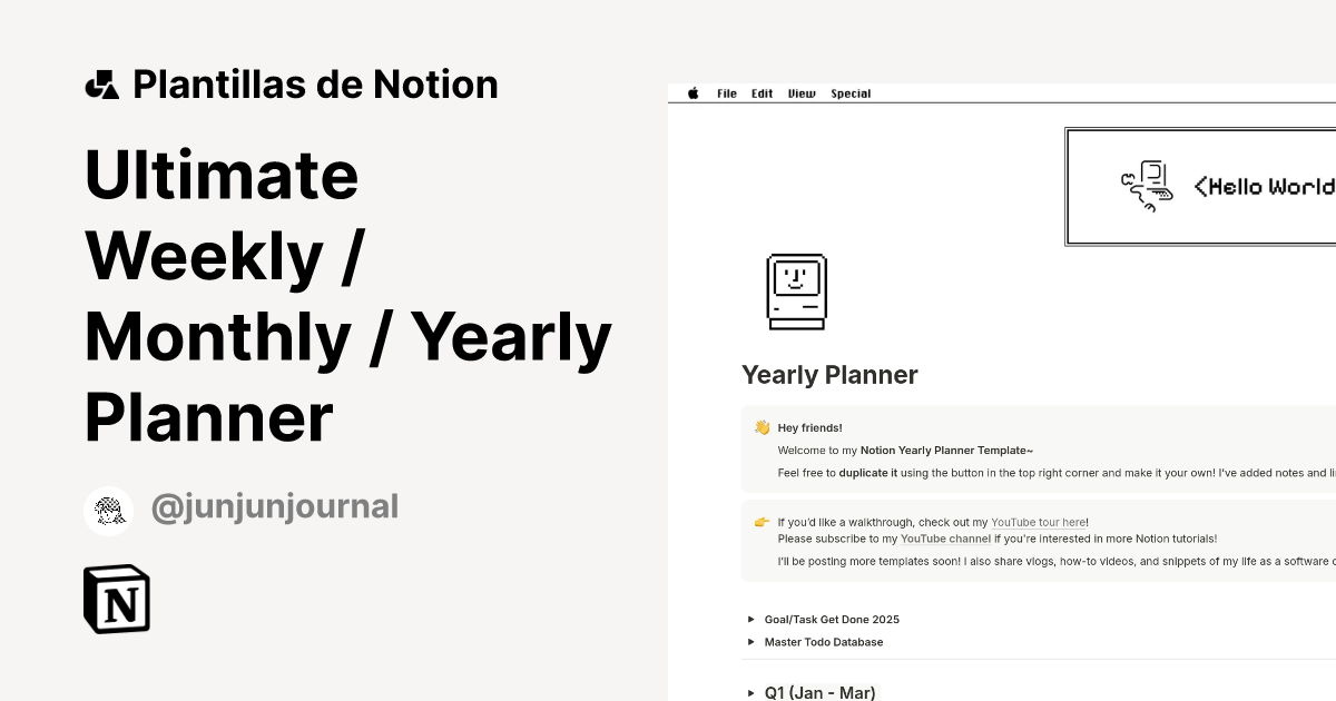 Plantilla Ultimate Yearly Planner de Jun | Notion Marketplace