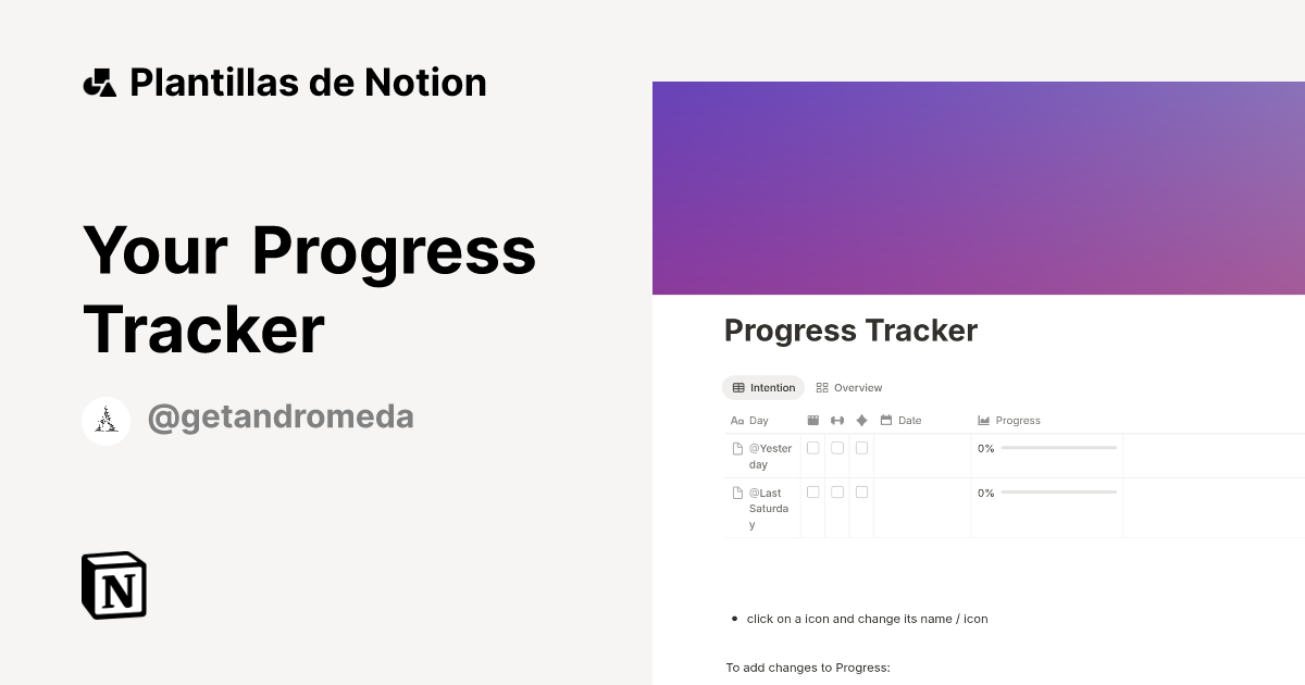 Plantilla Your Progress Tracker | Notion Marketplace