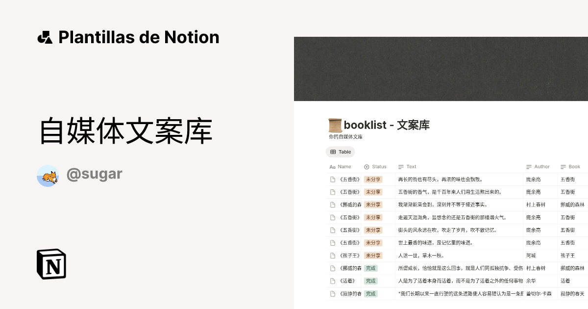 Plantilla 自媒体文案库 | Notion Marketplace