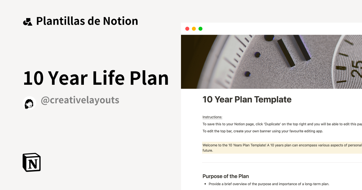Plantilla 10 Year Life Plan | Notion Marketplace