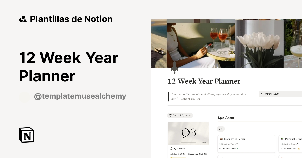 Plantilla 12 Week Year Planner de The Template Muse | Notion Marketplace
