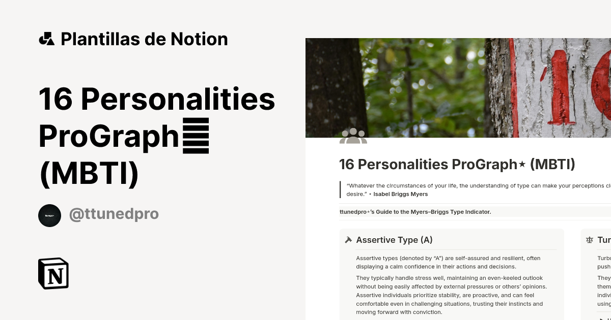 Plantilla 16 Personalities ProGraph⋆ (MBTI) | Notion Marketplace