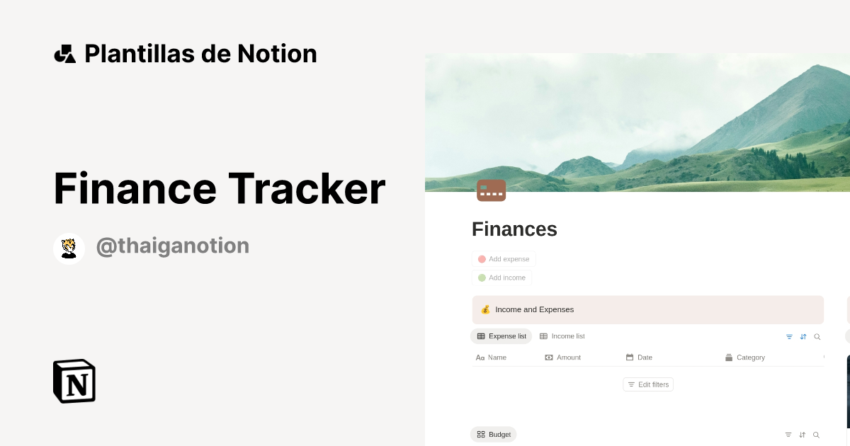 Plantilla Finance Tracker de Thaiga Notion | Notion Marketplace