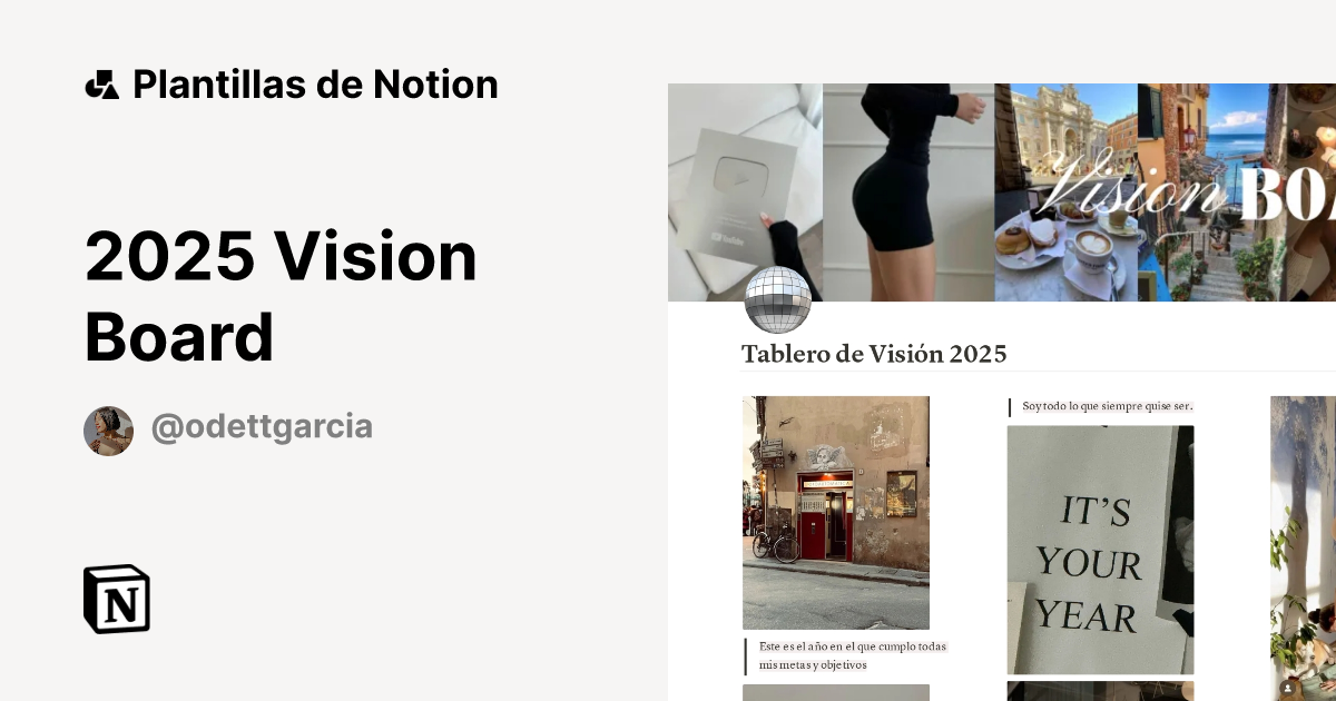 Plantilla 2025 Vision Board de Odett García | Habitarte | Notion ...