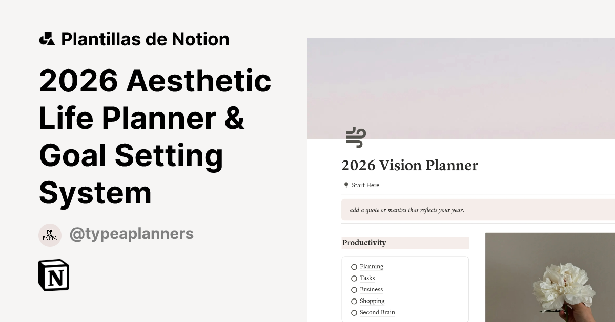 Plantilla 2026 Aesthetic Life Planner & Goal Setting System | Notion ...