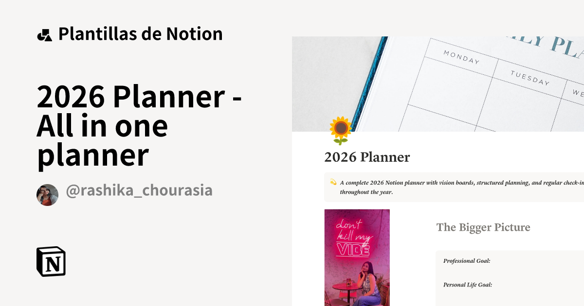 Plantilla 2026 Planner - All in one planner | Notion Marketplace