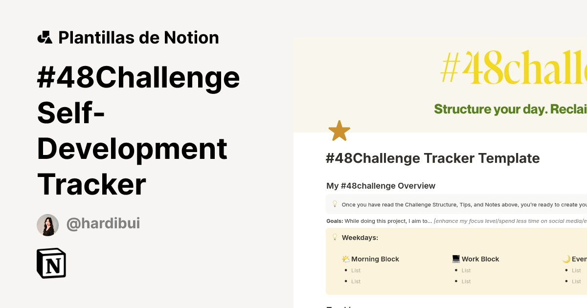 Plantilla #48Challenge Self-Development Tracker | Notion Marketplace