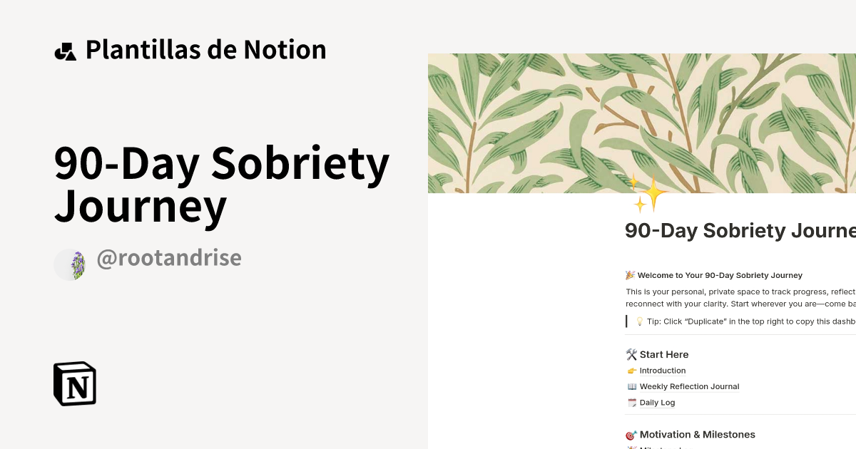 Plantilla 90-Day Sobriety Journey | Notion Marketplace