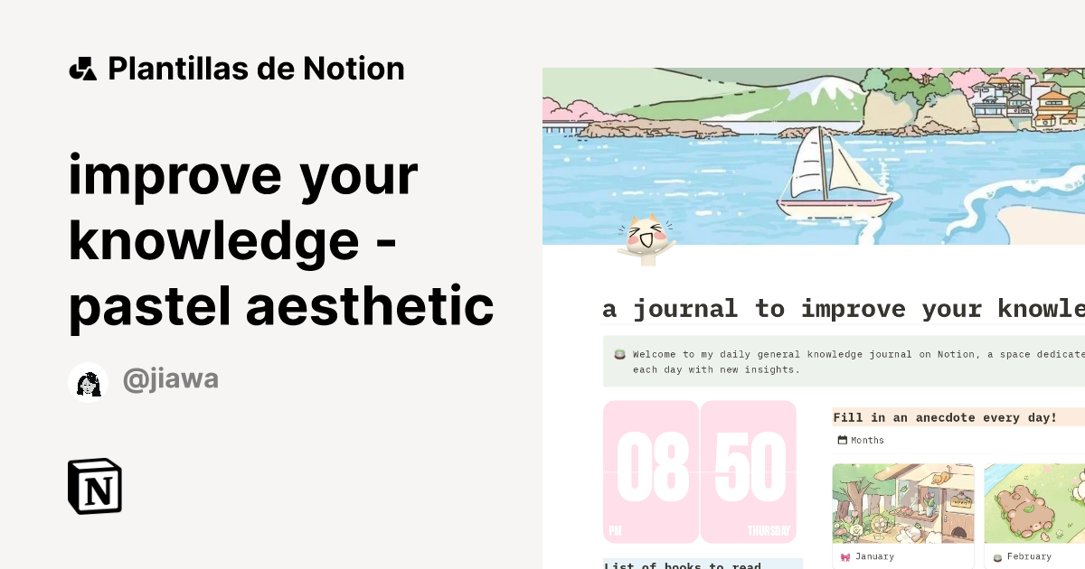 Plantilla improve your knowledge - pastel aesthetic | Notion Marketplace