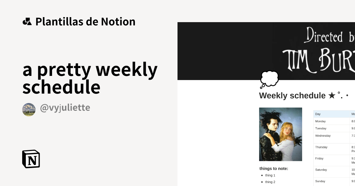 Plantilla a pretty weekly schedule | Notion Marketplace