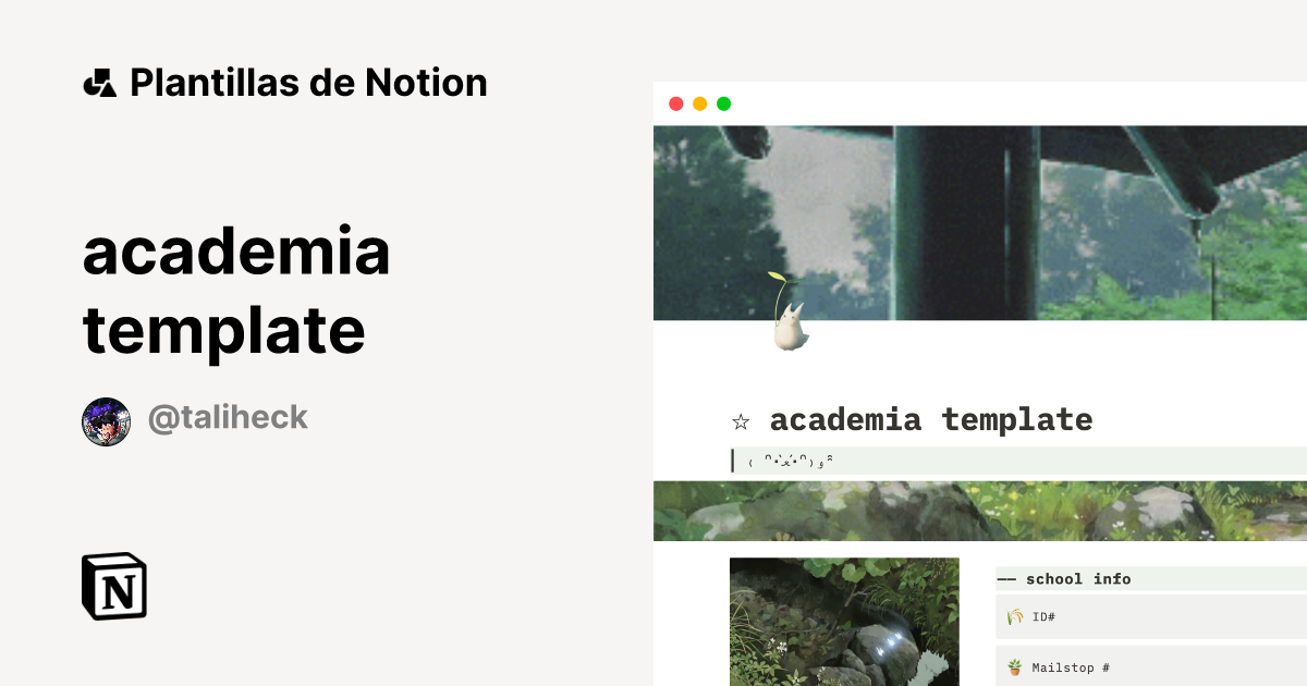 Plantilla academia template de Tali | Notion Marketplace