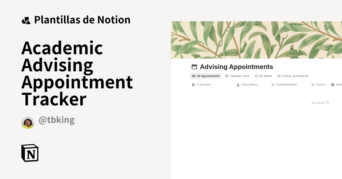 Plantilla Academic Advising Appointment Tracker | Notion Marketplace