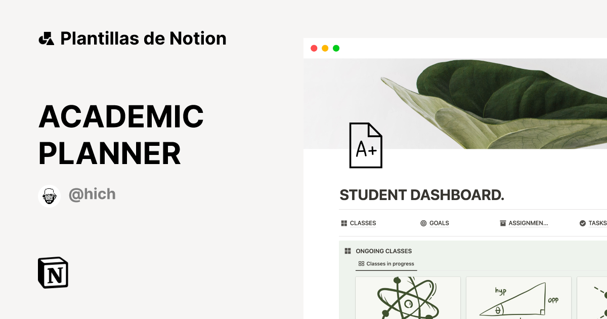 Plantilla ACADEMIC PLANNER | Notion Marketplace