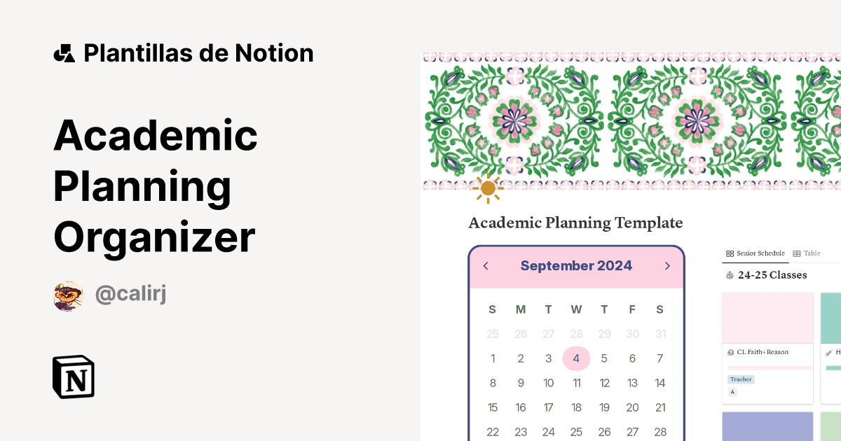 Plantilla Academic Planning Organizer | Notion Marketplace