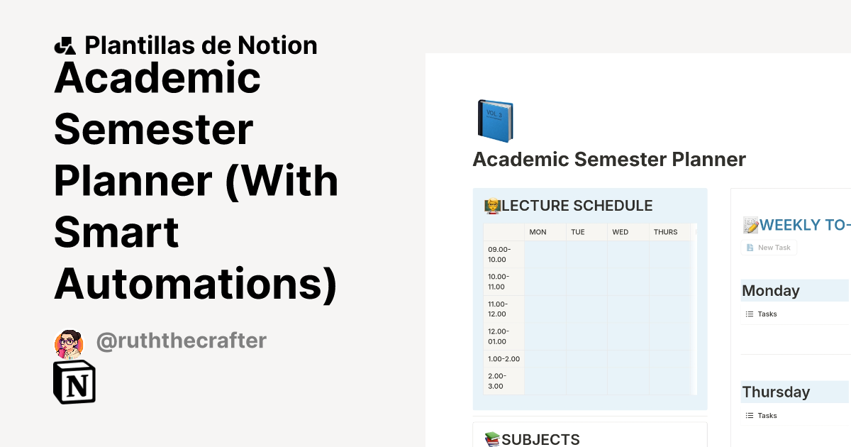 Plantilla Academic Semester Planner (With Smart Automations) | Notion ...