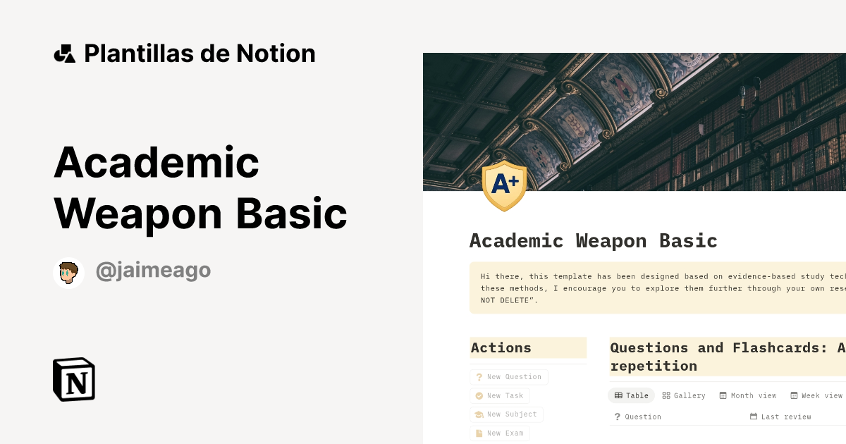 Plantilla Academic Weapon Basic de Jaimeago | Notion Marketplace